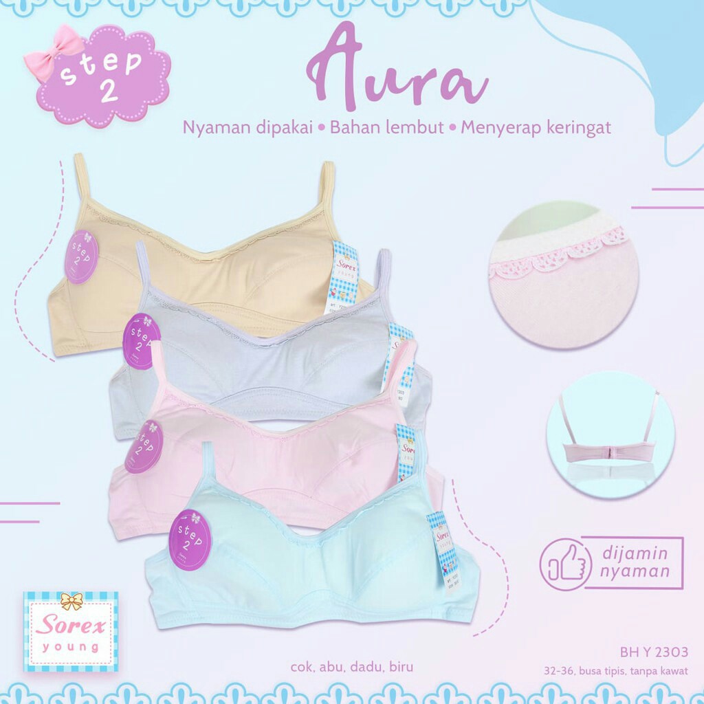 Jual Bh Bra Sorex Y 2303 Cup A (32-36) Kait 2 Remaja Step 2 Tanpa Busa ...