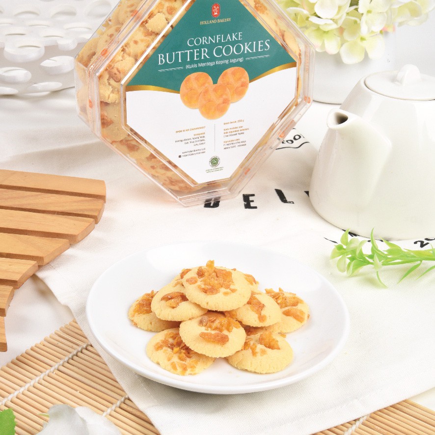 Jual Holland Bakery - Cornflakes Butter Cookies Toples Segi 8 | Shopee ...