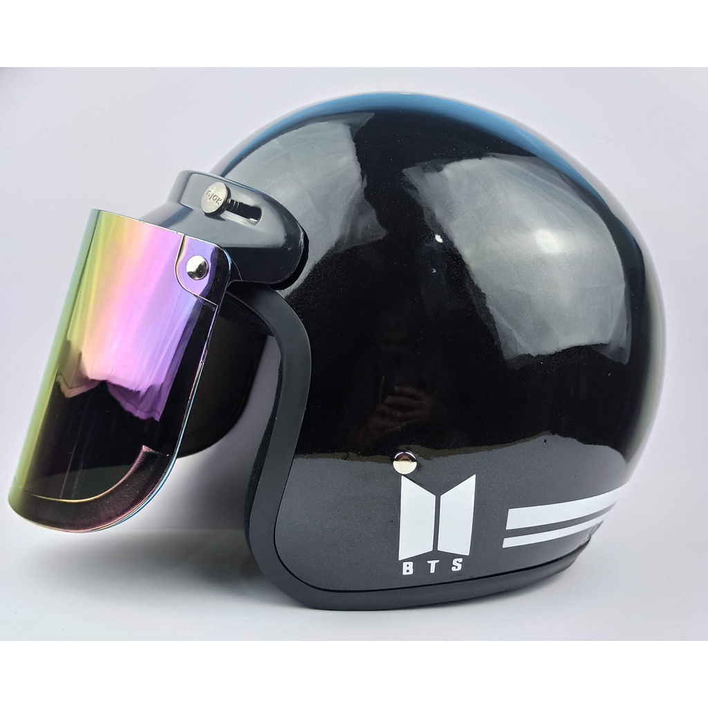 Jual Helm Bogo Retro Dewasa Cewek Cowok SNI Motif BTS ARMY K-pop ...