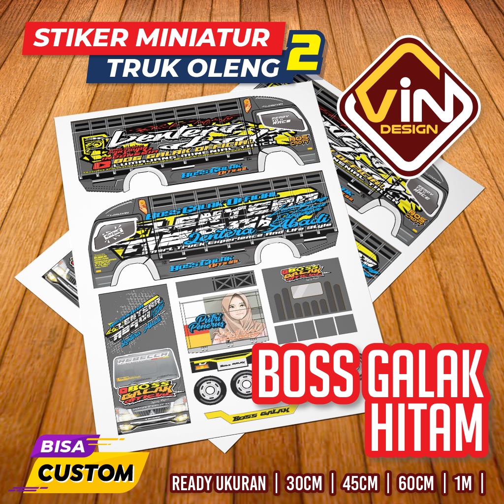 Jual Stiker Miniatur Truk Oleng - Boss Galak Lentera Abadi HItam ...