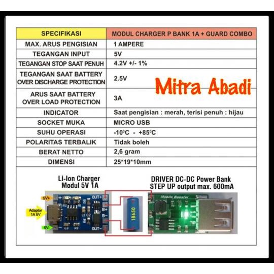 Jual Kit Power Bank Li-ion Charger Modul 5V 1A + Guard Combo | Shopee ...