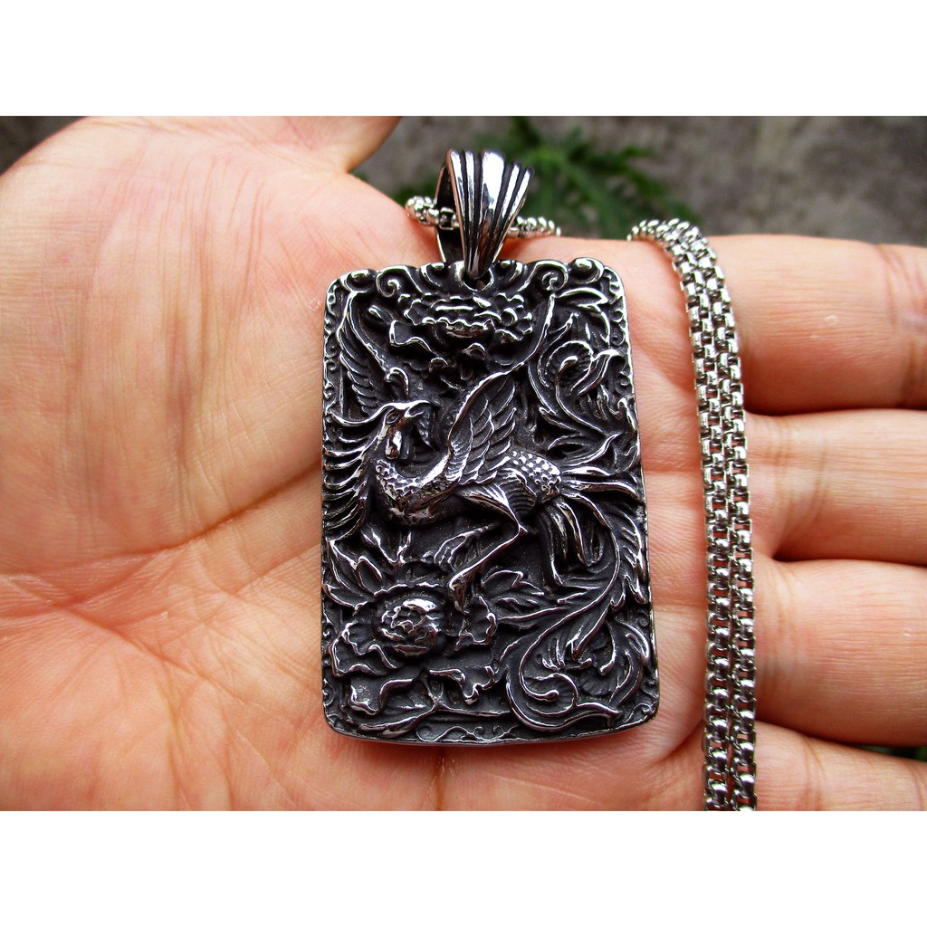 Jual Kalung Liontin Pria Stainless Steel 316L Fire Phoenix Chain ...