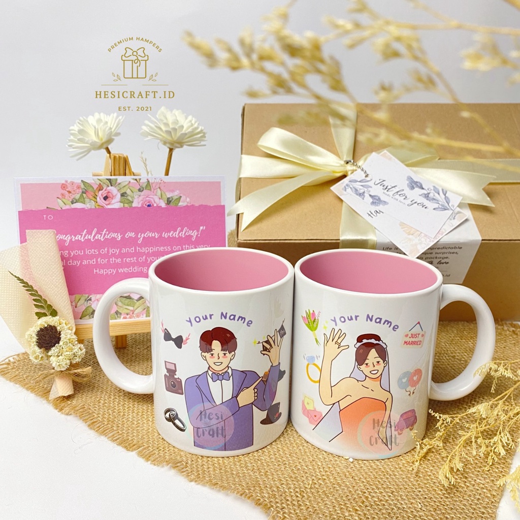 Jual Mug Couple Custom/ Hampers Wedding Mug/ Gift Box Wedding/ Kado ...