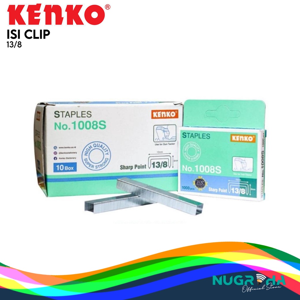 Jual ISI STAPLER / STAPLES / GUN TACKER KENKO 13/8 | Shopee Indonesia