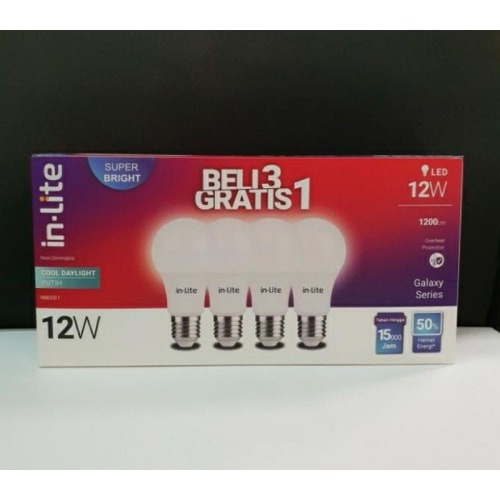 Jual BOHLAM LAMPU INLITE IN LITE LED BULB 12W PAKET BELI 3 GRATIS 1 ISI 4 INB007 | Shopee Indonesia