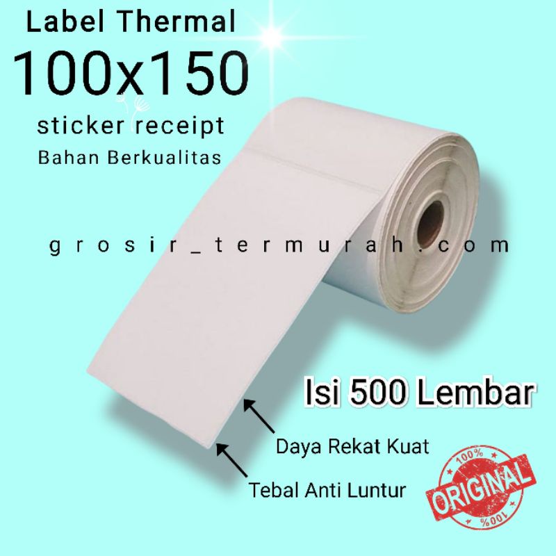 Jual Kertas Label Thermal 100x150 mm isi 500 Pcs/ Label thermal barcode Roll A6 | Shopee Indonesia