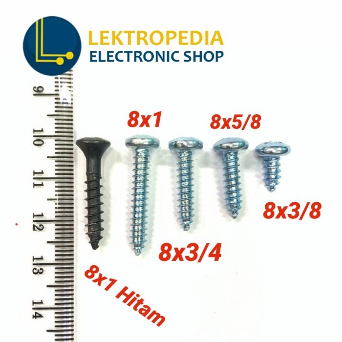 Jual Skrup kepala 8 panjang 2.5cm 2cm 1.5cm 1cm Sekrup Screw obeng plus | Shopee Indonesia