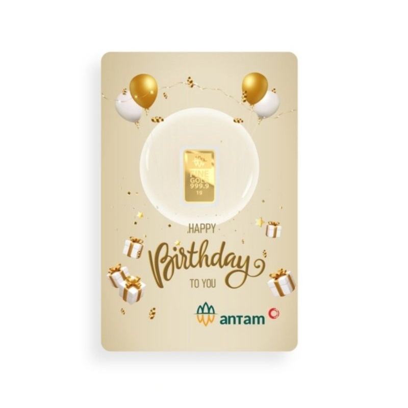 Jual Logam Mulia Emas Antam Gift series Happy Birthday | Shopee Indonesia