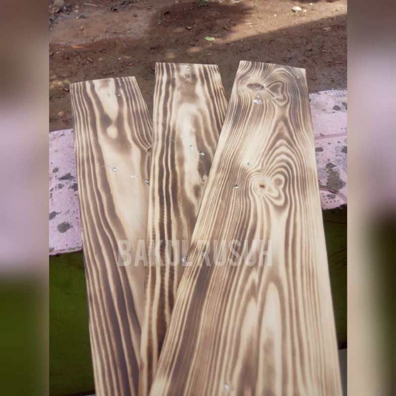 Jual Kayu ambalan Jati Belanda motif bakar ex palet 9x50 cm | Shopee ...