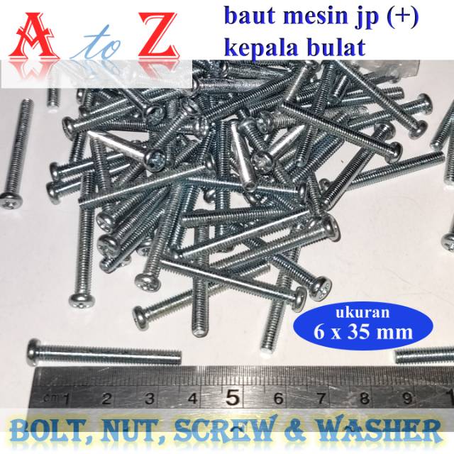Jual Baut mesin jp (+) 6x35mm (100pcs)/machine screw/sekrup mesin jp ...