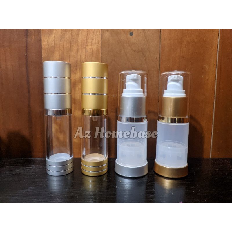 Jual Botol Pump Airless 15ml Gold Silver Transparent Natural Cylinder ...
