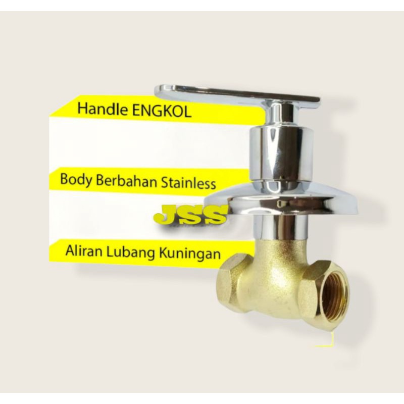 Jual Stop Kran Tanam Kuningan Stop Kran Shower Plat Stainless Drat 1/2 ...