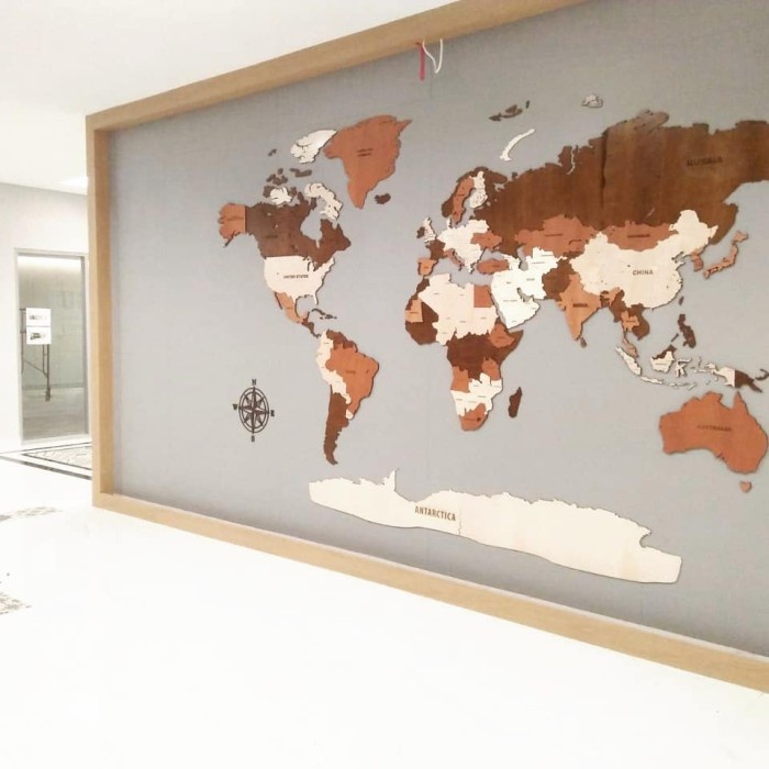Jual WORLD MAP DECOR / HIASAN DINDING PETA DUNIA KAYU LAYER SIZE L ...