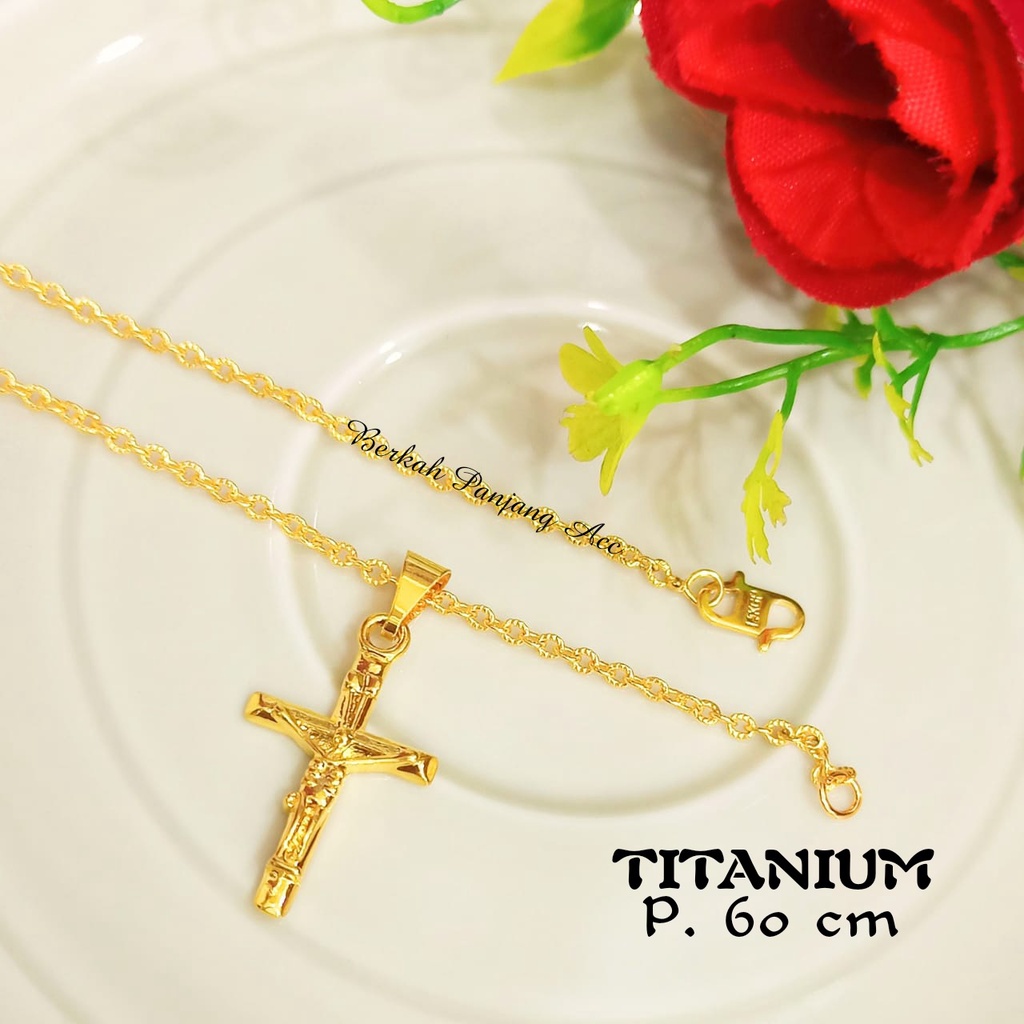 Jual KALUNG TITANIUM SALIB EMAS DUBAY 24K ANTI KARAT&ANTI LUNTUR ...