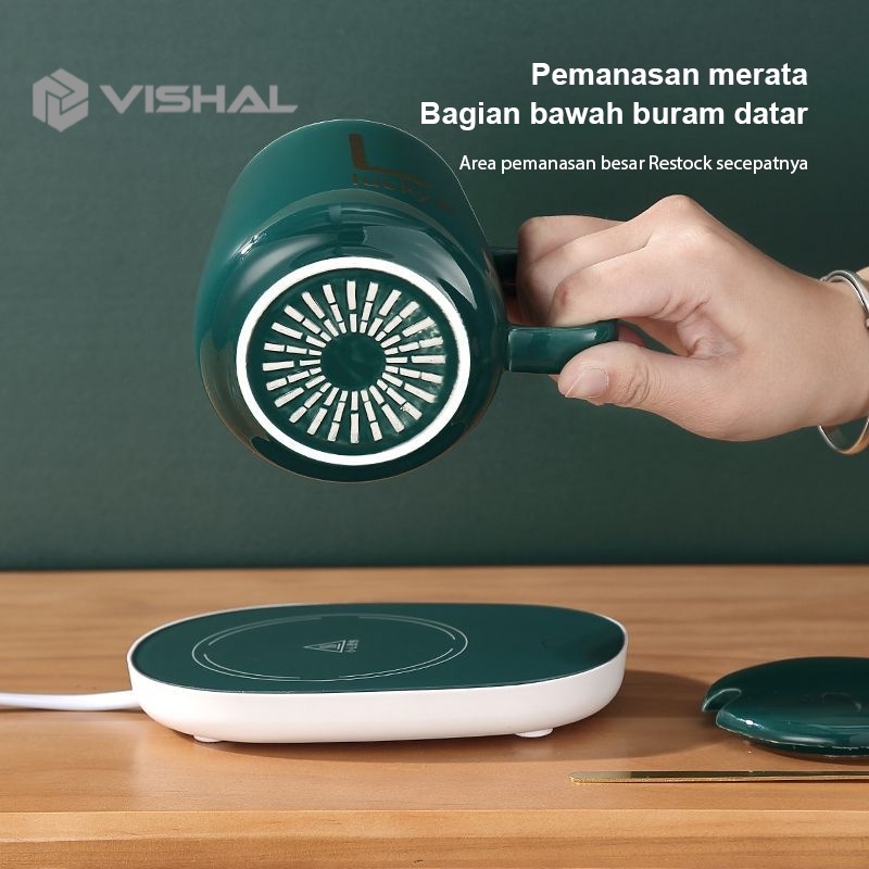 Jual VISHAL Mug Cangkir Elektrik Set Keramik - 55 Derajat Penghangat ...
