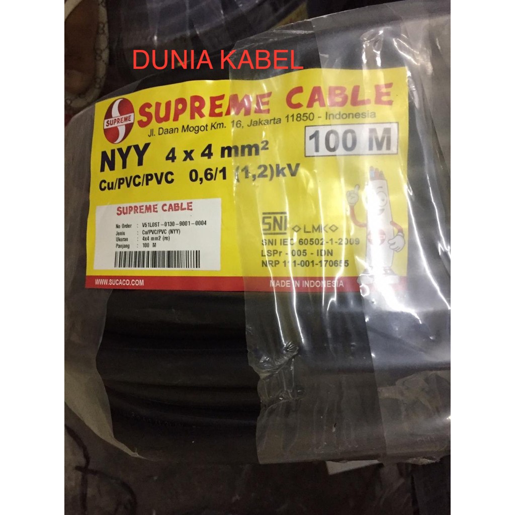 Jual Kabel NYY Supreme 4x4 4X4 4 x 4 Kawat Hitam per-meter | Shopee ...