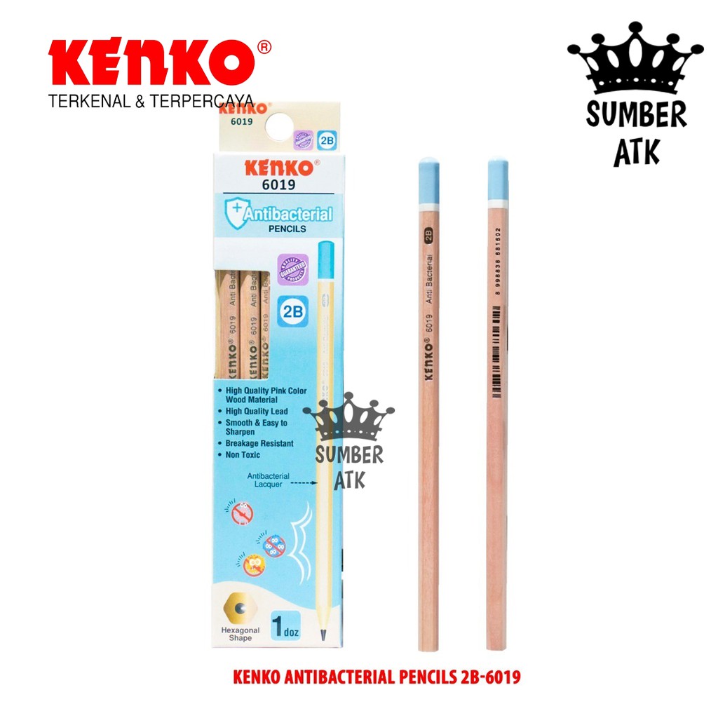 Jual KENKO PENCIL 2B-6019 ANTIBACTERIAL PENCIL / PENSIL ANTI BAKTERI ...