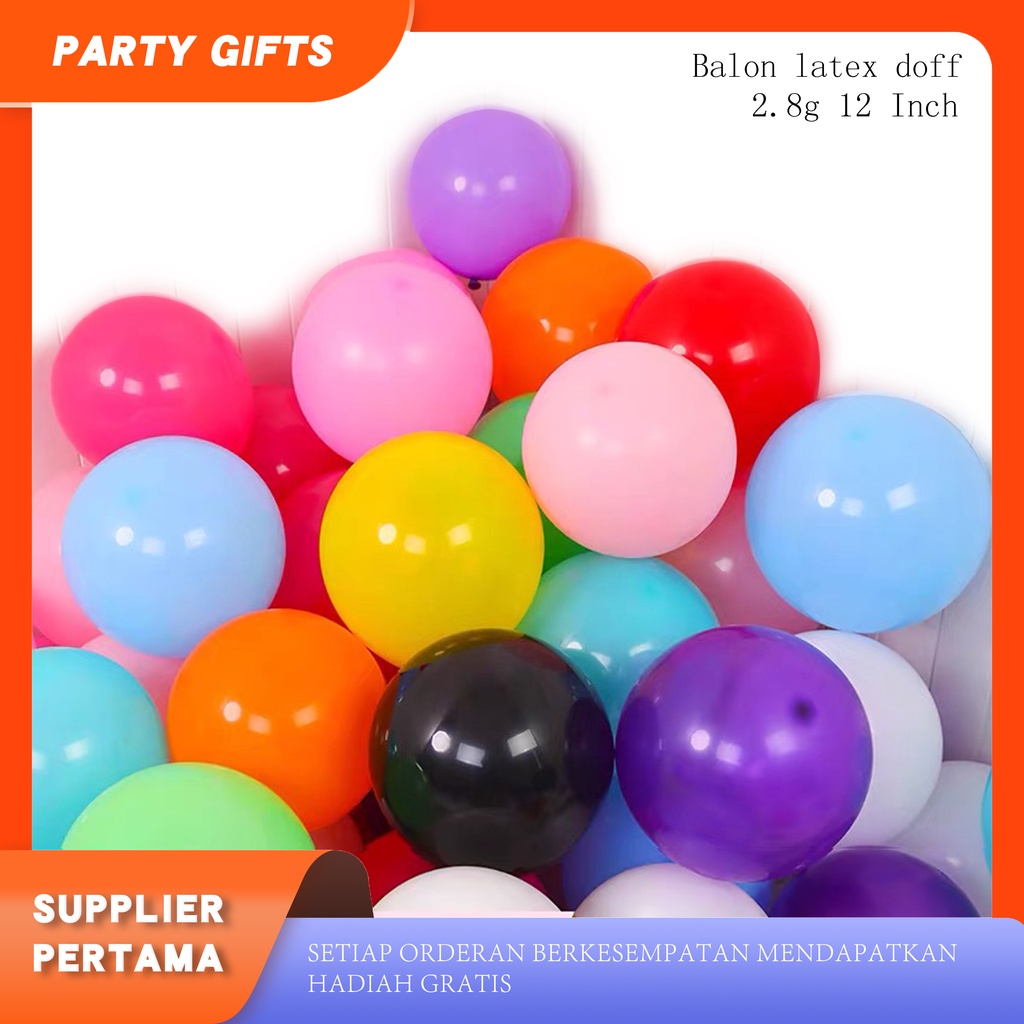 Jual Balon Latex Doff Bulat 12 Inch Balon Karet Doff Warna Warni Isi ...