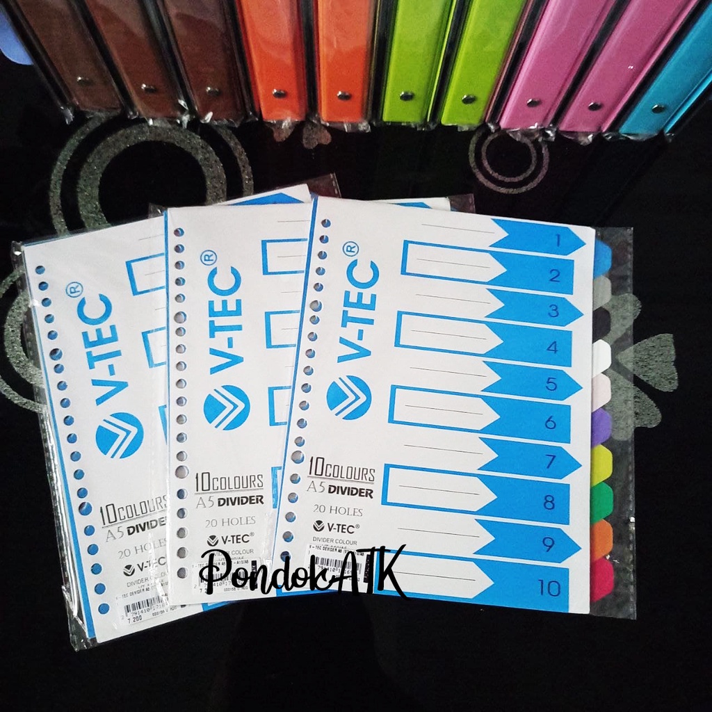 Jual Binder Divider A5 Plastik Vtech isi 10 Pembatas Binder Plastik ...