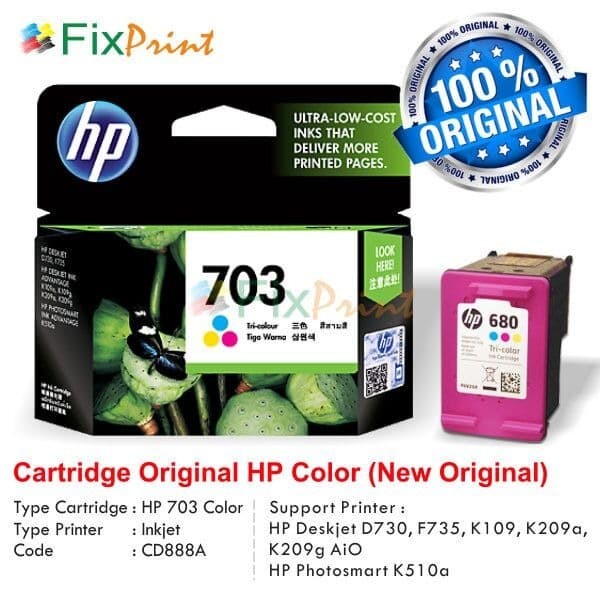 Jual Cartridge Tinta Original HP 703 Tri-Colour Catridge CD888AA Color ...