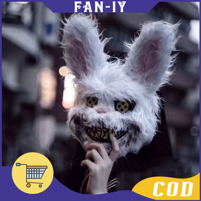 Jual Topeng Kelinci Berdarah Topeng Bulu Scary Rabbit Putih Halloween ...