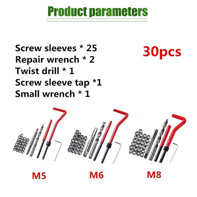 Jual Recoil Set M5 M6 M8 Set Tap Bor Handle Alat Reparasi Drat Rusak ...