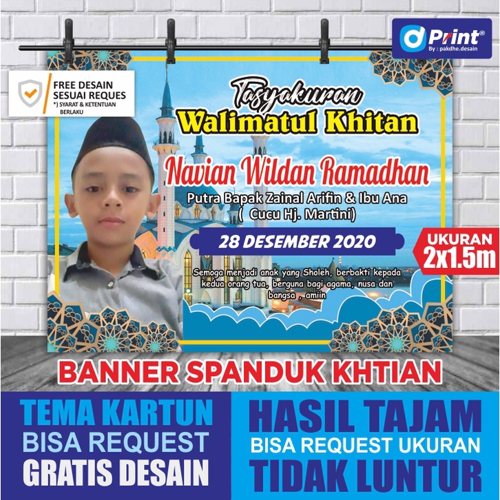 Jual Banner Spanduk Backdrop untuk Khitan / Banner Khitan Custom Bebas Desain Ukuran 2x1.5 Meter ...
