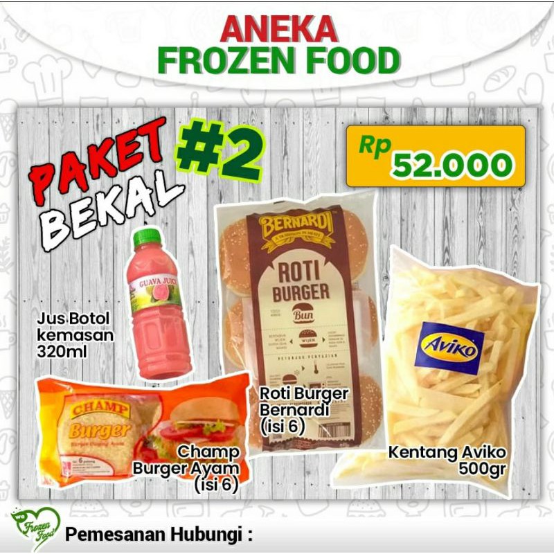 Jual Paket bekal 2 frozen food paket chicken burger champ french fries ...