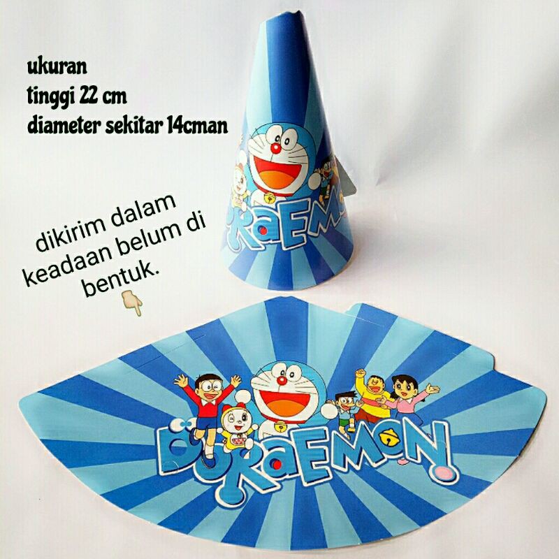 Jual topi ulang tahun kerucut isi 10 karakter Doraemon | Shopee Indonesia