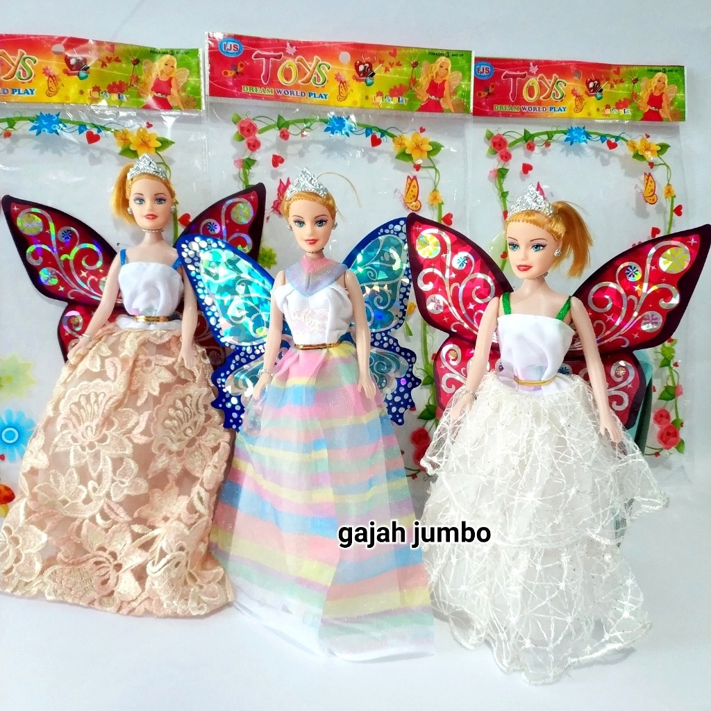 Jual Mainan Boneka Fairy Doll Sayap Peri LongDress Kupu Baju Panjang ...
