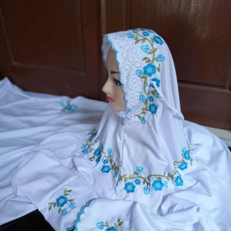 Jual Mukena Putih Mukenah Dewasa Polino SUPER Mukena Lajuran Mukena ...