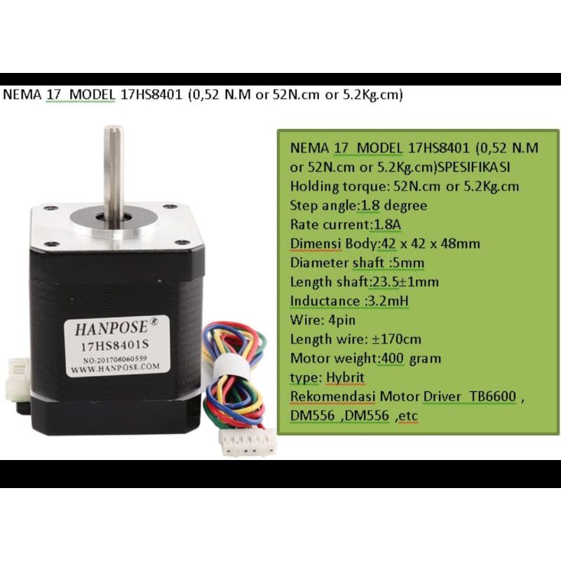 Jual Nema17 Stepper Motor 1.8a torsi tinggi 17hs8401 | Shopee Indonesia