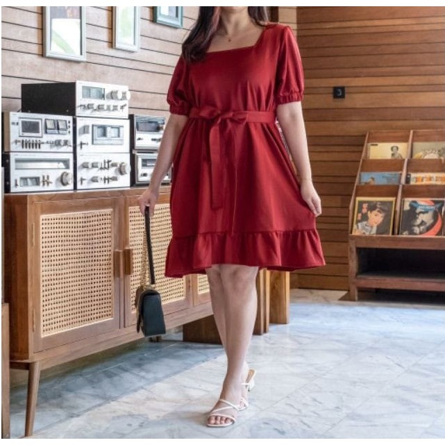 Jual Renata Dress Sabrina Korean Style Casual Dress Big Size Permium Quality Ready L-XL-2L-3L-4L ...