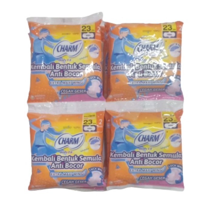 Jual Pembalut Charm Body Fit Extra Maxi Wing 23cm Renteng (Isi 10sachet ...