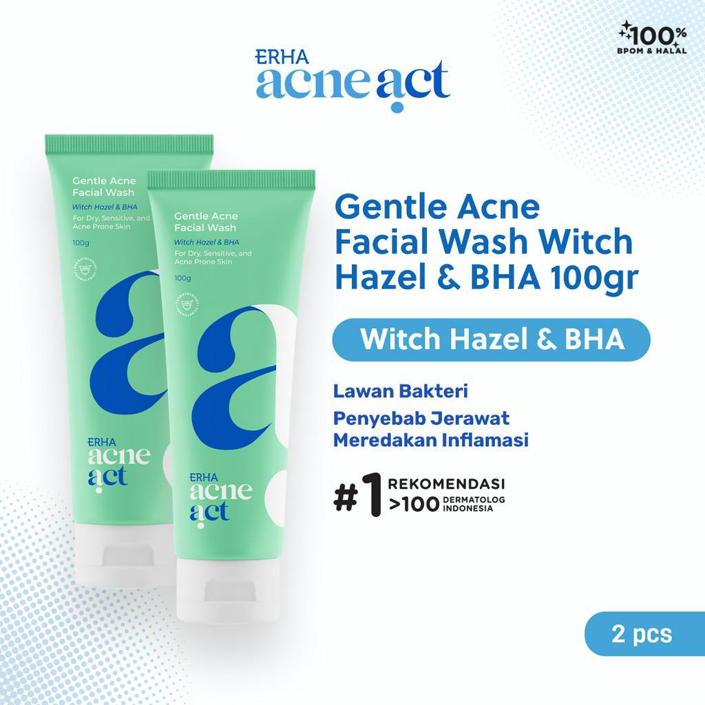 Jual ERHA Twinpack Acneact Gentle Acne Facial Wash Witch Hazel & BHA ...