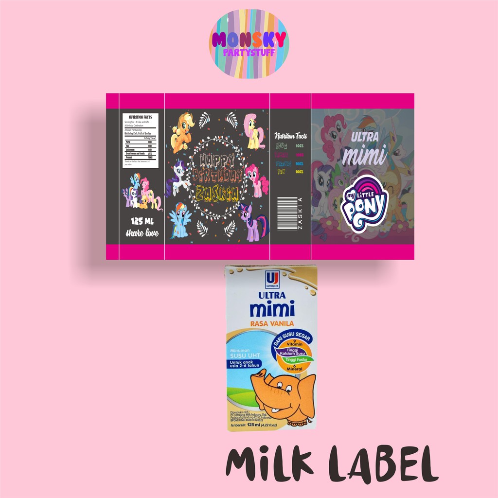 Jual Label susu / Milk label custom / partystuff / Partykit / Birthday ...