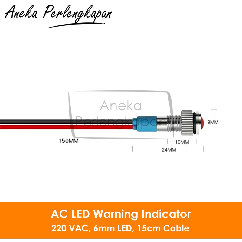 Jual AC LED Warning Indicator 220VAC 6mm LED Kabel 15cm | Shopee Indonesia