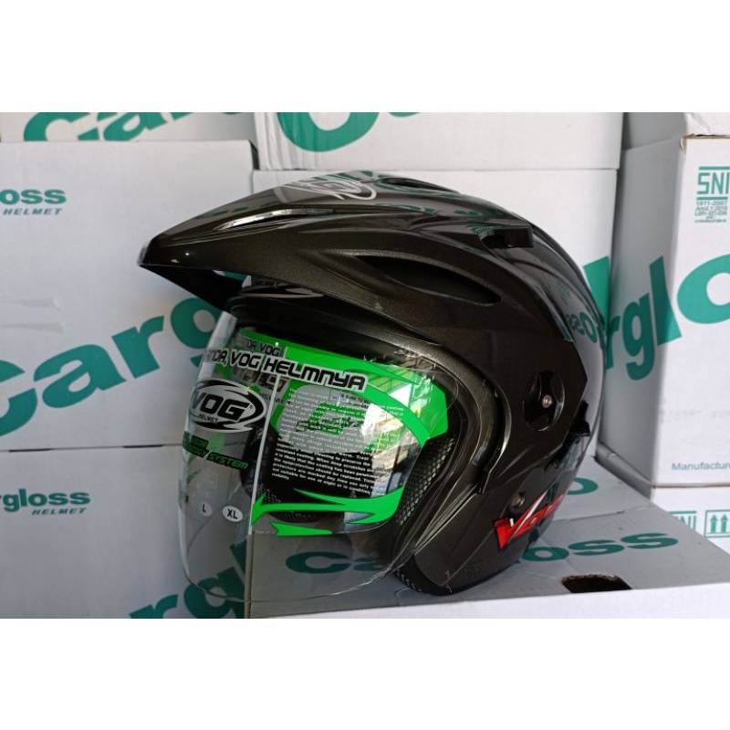 Jual Helm vog volt solid 2 visor half face | Shopee Indonesia