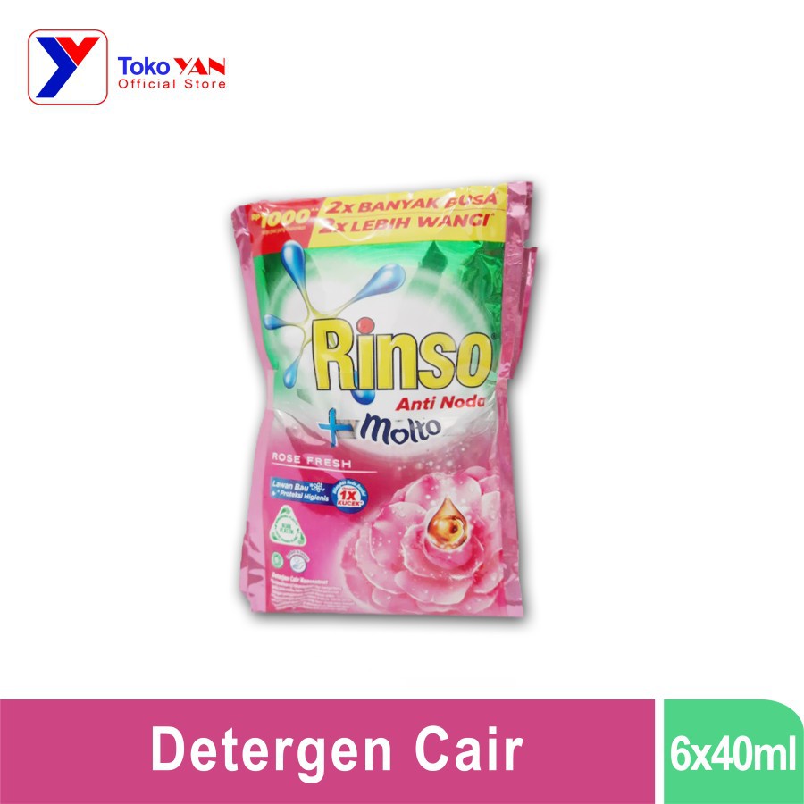 Jual Rinso + Molto Rose Fresh Deterjen Cair Sachet 6x40ml | Shopee ...
