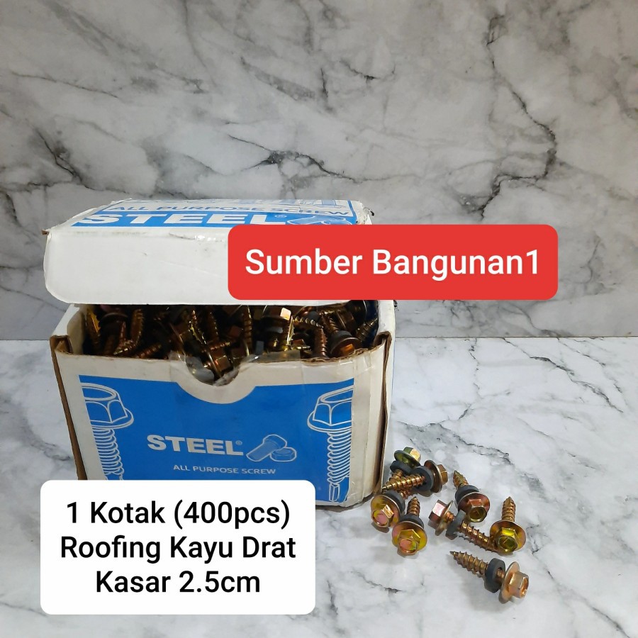 Jual Roofing Kayu drat kasar 2.5cm 1 kotak (400pcs) sekrup kayu balok ...