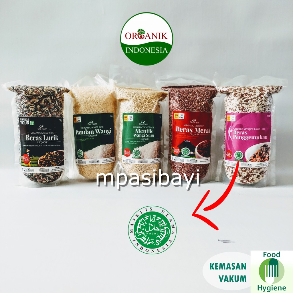 Jual Beras Organik 1kg kemasan vakum ekafarm | Shopee Indonesia