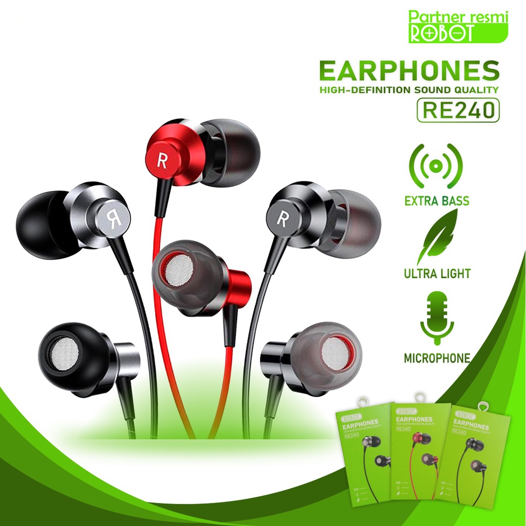 Jual Headset Robot RE-240 Extrabass Microphone Impedance: 2.2Kohm 100% ...