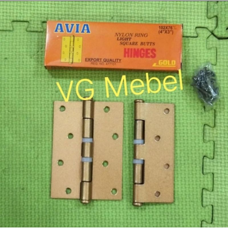 Jual Engsel Pintu Jendela 4" Besi Nylon Merk AVIA - Engsel Nilon Kuning ...