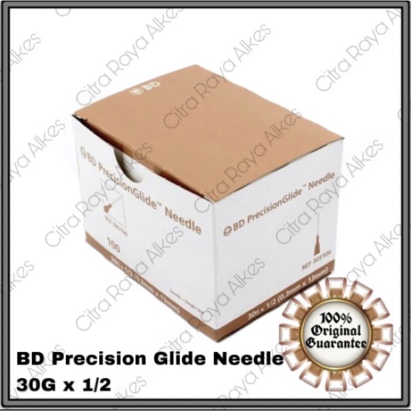 Jual BD Precision Glide Needle 30G x 1/2 (0.3mm x 13mm) isi 100 ...