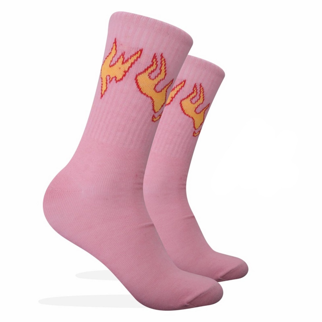 Jual Kaos Kaki Motif Api Kuning Dasar Pink ( C86 ) | Shopee Indonesia