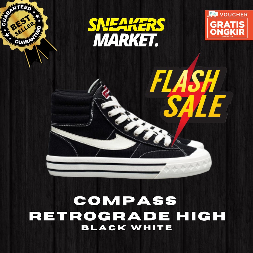 Jual [MURAH] Sepatu Compass Retrograde High Black white | Shopee Indonesia