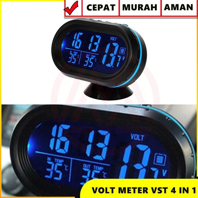 Jual VOLT METER VST VOLT METER DIGITAL 4 IN 1 MOBIL JAM SUHU LUAR DALAM ...
