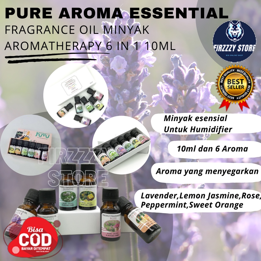 Jual Pure Aroma Essential Fragrance Oil Minyak Aromatherapy 6 in 1 10ml ...