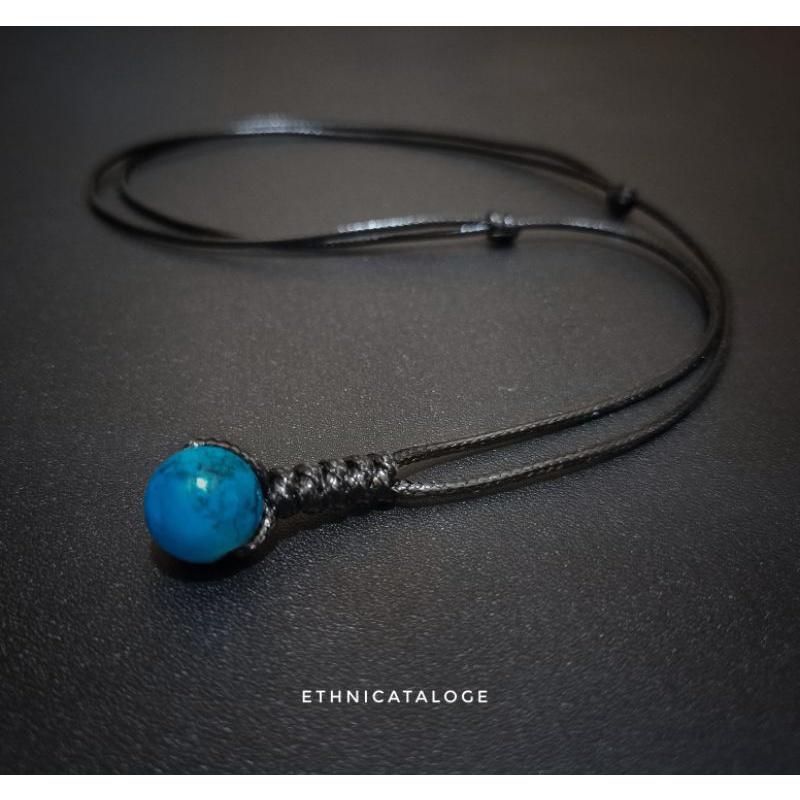 Jual kalung tali hitam aesthetic round blue features stone | Shopee ...