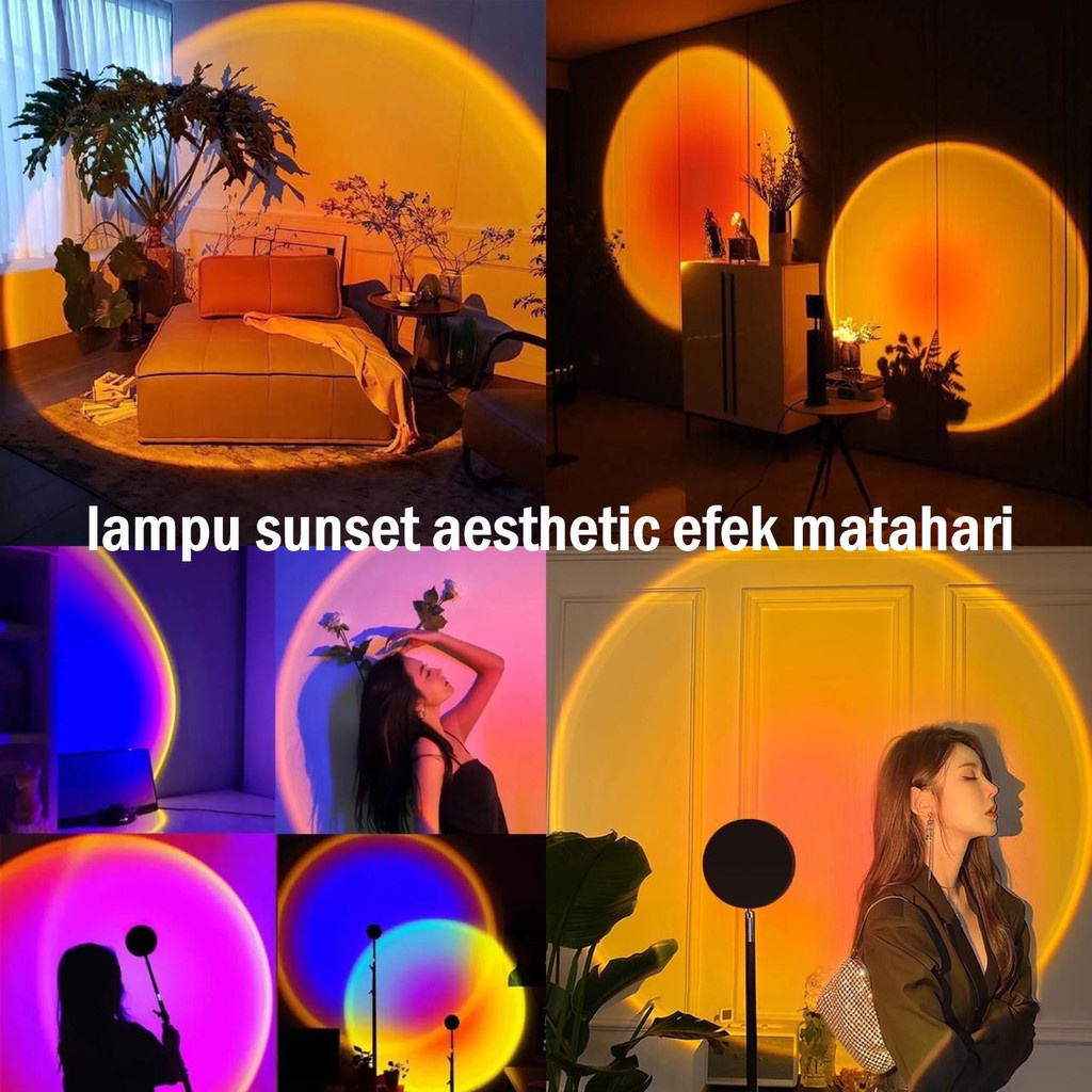 Jual Lampu Sunset Lengkap 4 Warna Pengganti Aesthetic Efek Matahari ...